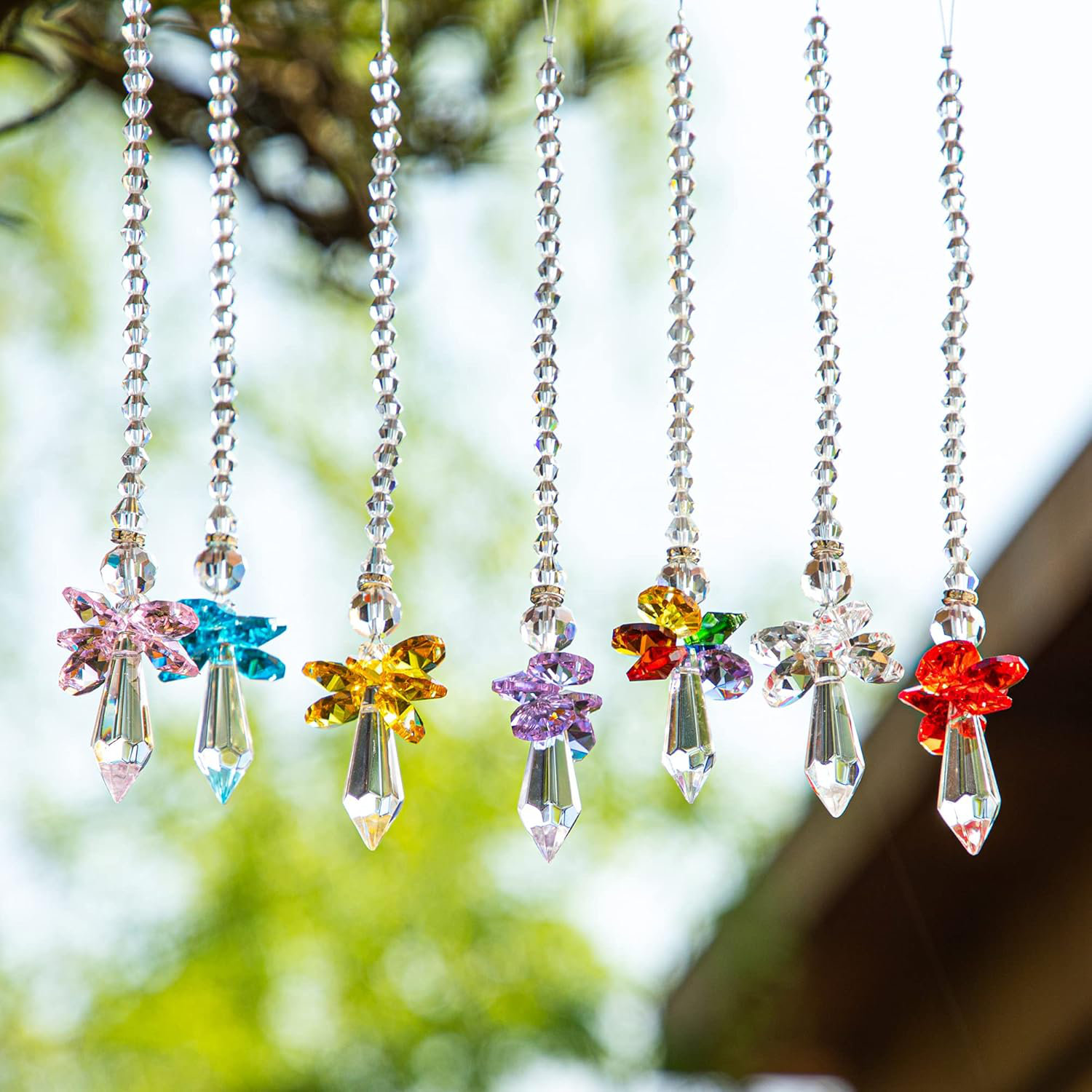 Everly Quinn 7Pcs Rainbow Guardian Angel Crystal Suncatcher - Wayfair ...