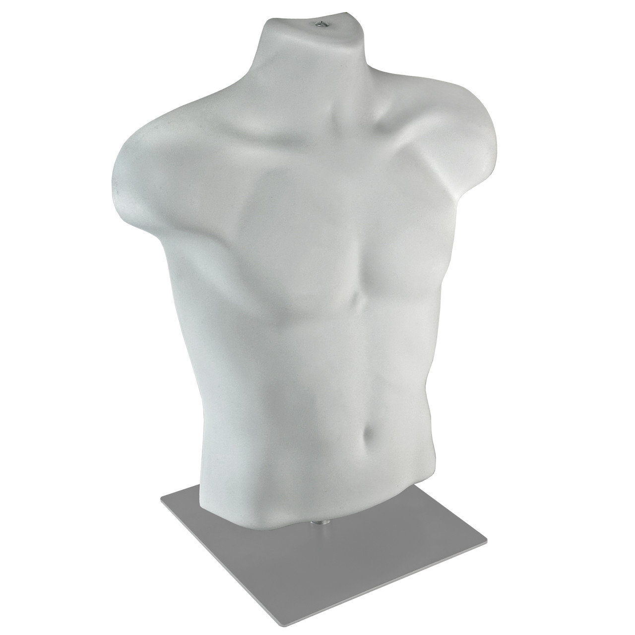 Azar Displays Male White Plastic Bust, Torso Mannequin, on 12" Square ...