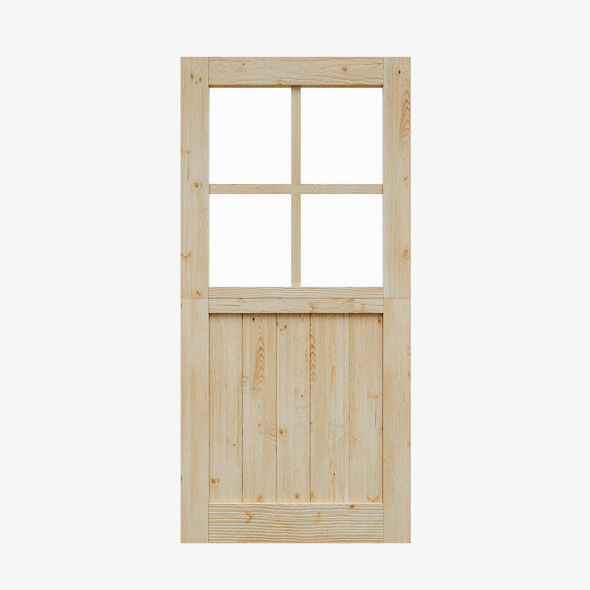 ARK DESIGN Slab only, Unfinished Dutch Door, 4 Lite Half Clear Glass ...