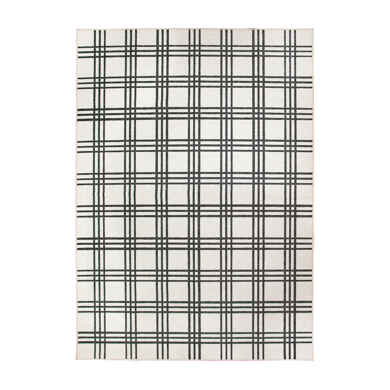 My Magic Carpet Plaid Black And Cream Plaid Flatweave Black/Ivory Area ...