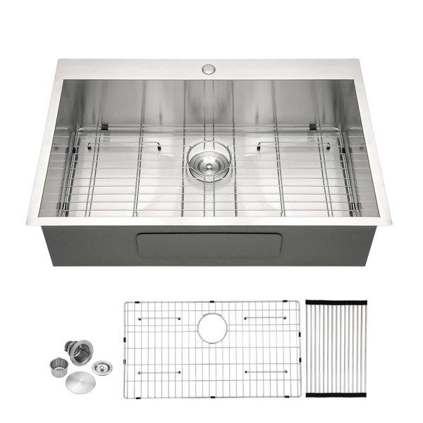 WKEMSING 33x22 inch Kitchen Sink Drop In 16 Gauge Stainless Steel 33 ...