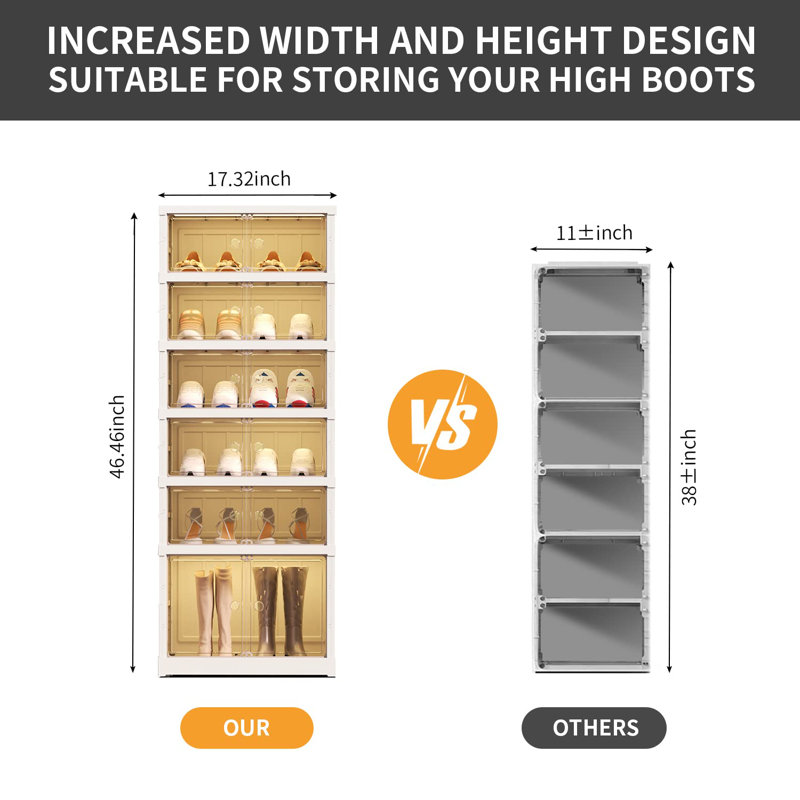 Rebrilliant 12 Pair Stackable Shoe Storage Cabinet | Wayfair