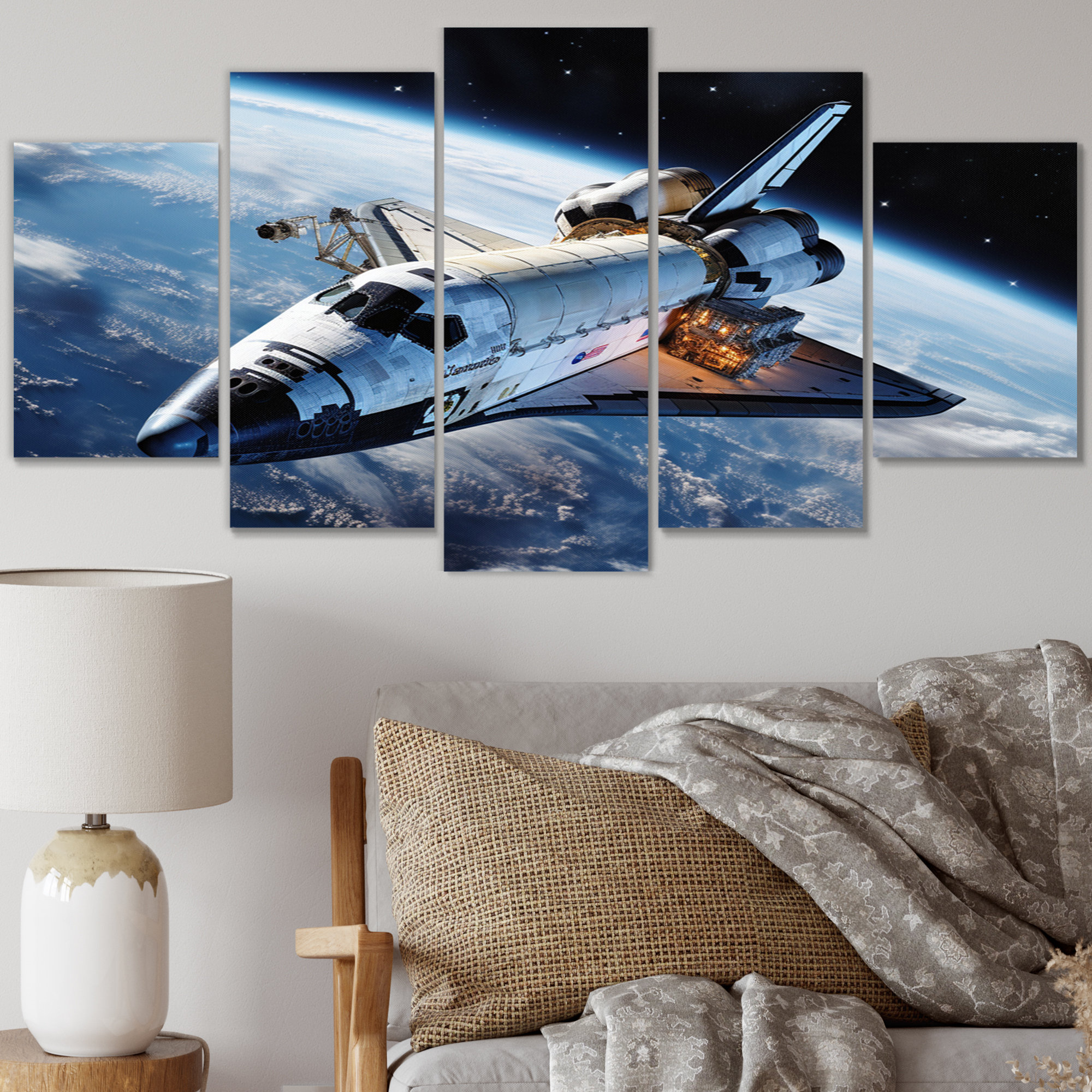 Latitude Run® Shuttle In The Space I - Space Shuttle Wall Art Living ...