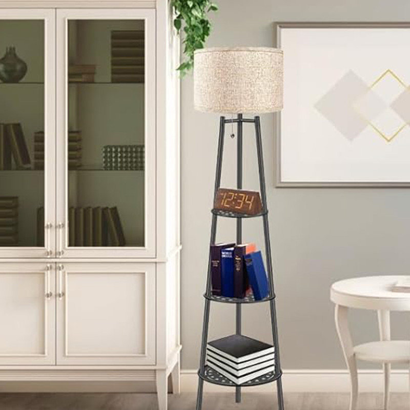 Latitude Run® Lampe sur pied avec tablettes pour le salon, lampe sur ...