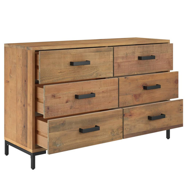 Union Rustic Jeronn 6 Drawer 43.3" W Solid Wood Double Dresser | Wayfair