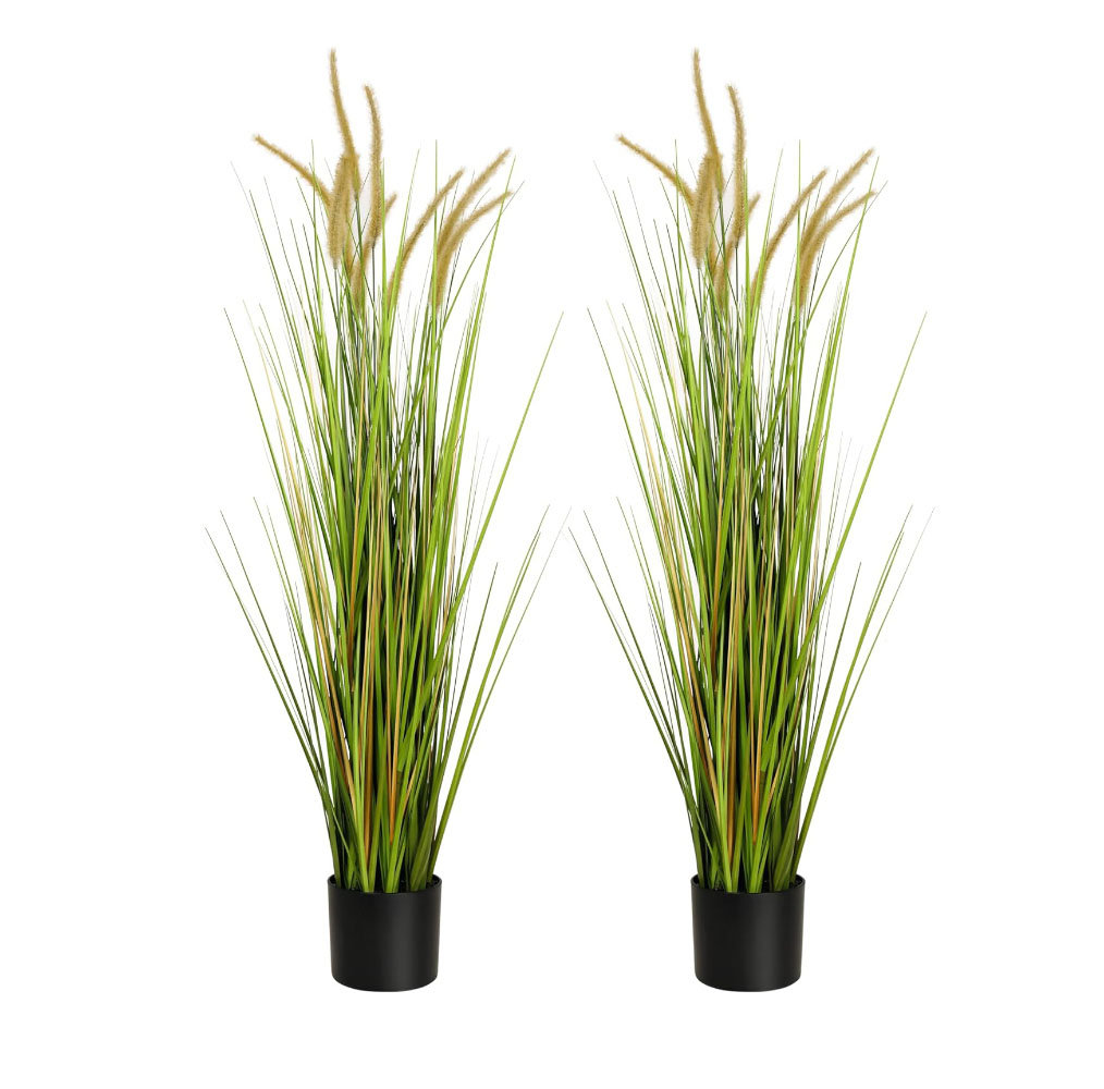 Primrue 4Ft 2-Pack Horsetail Reed Grass, 47.2In Artificial Indoor ...
