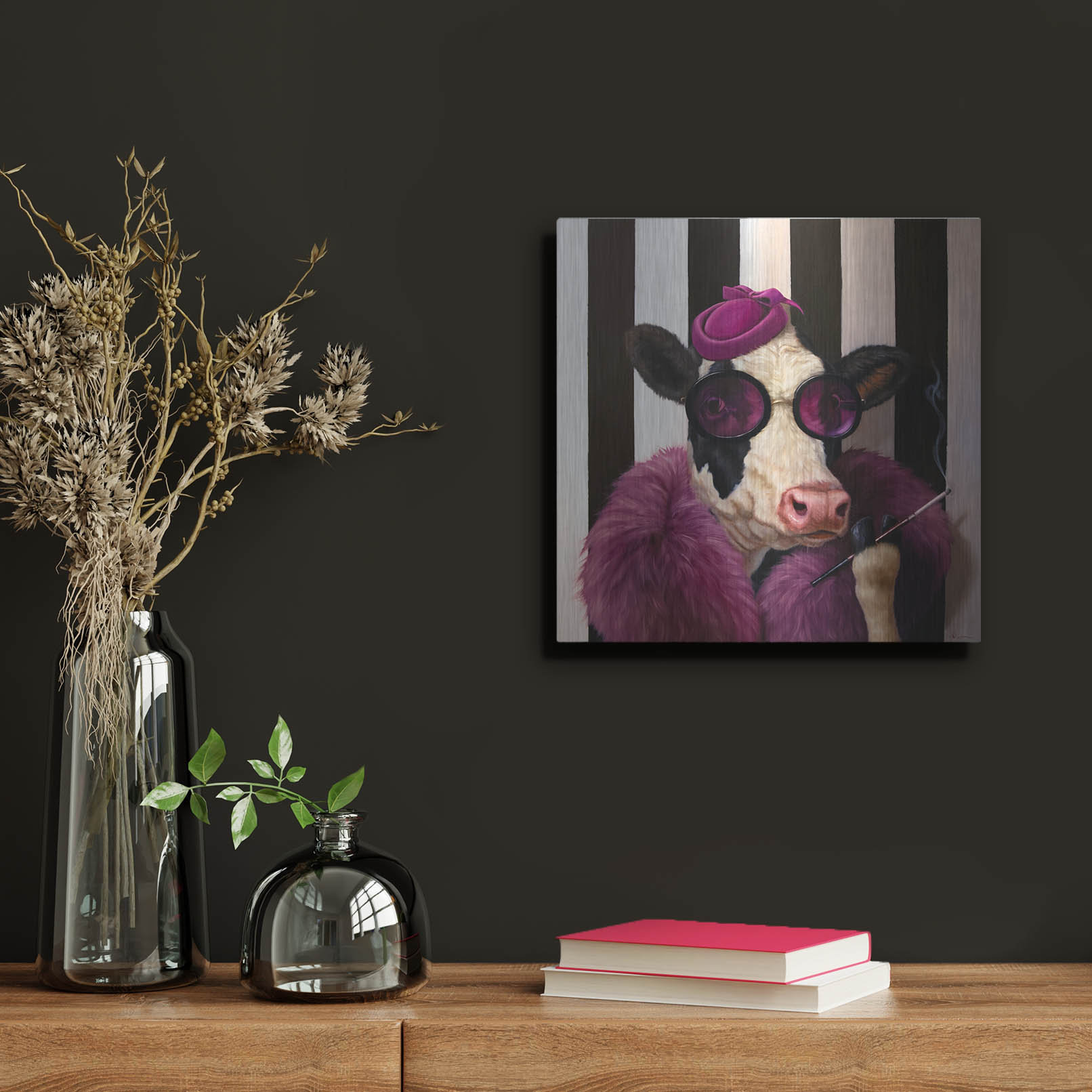 Ivy Bronx 'Lady Moo Moo' by Lucia Heffernan Metal Wall Art | Wayfair