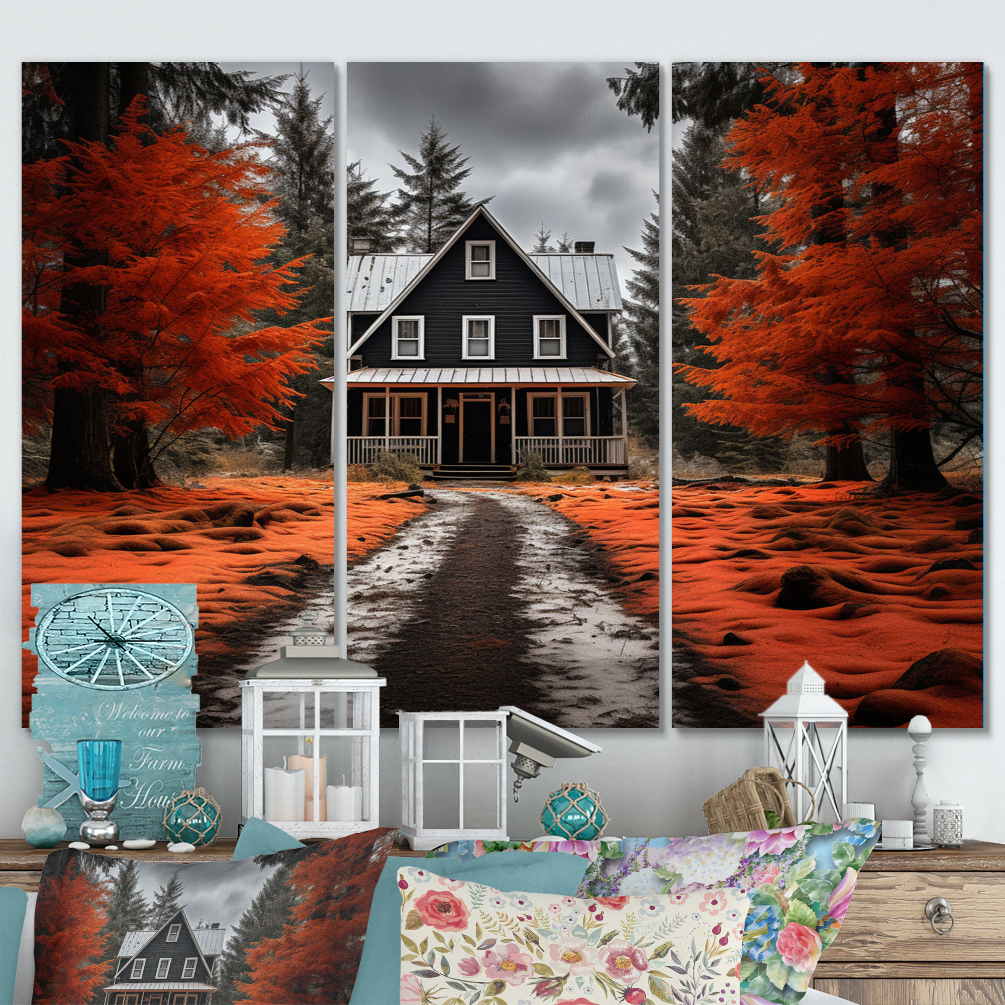 Design Art Red Farmhouse Rustic Elegance IV - Farm Metal Wall Decor Set ...