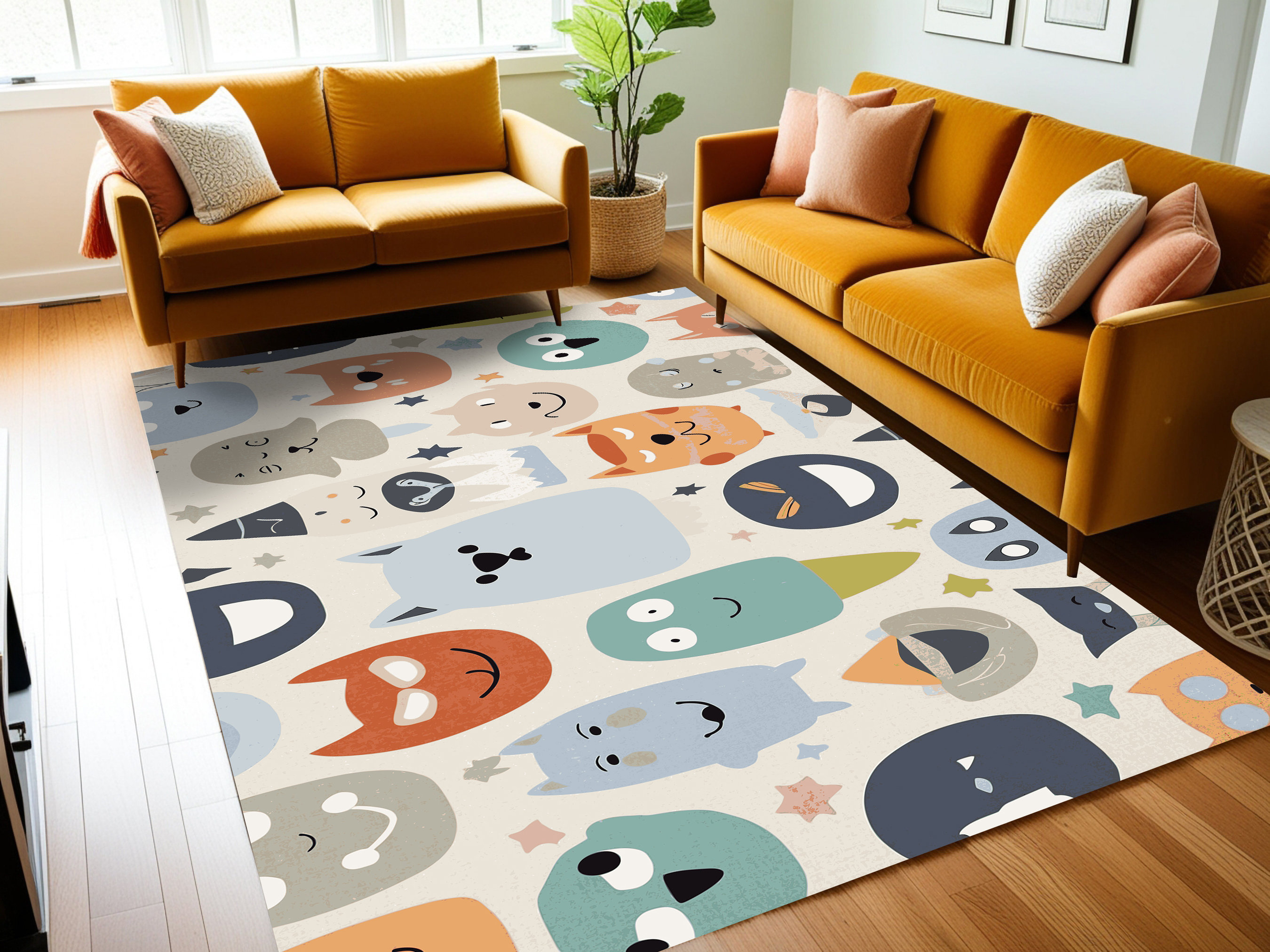 Zoomie Kids Washable Cute Animals Kids Rug | Wayfair