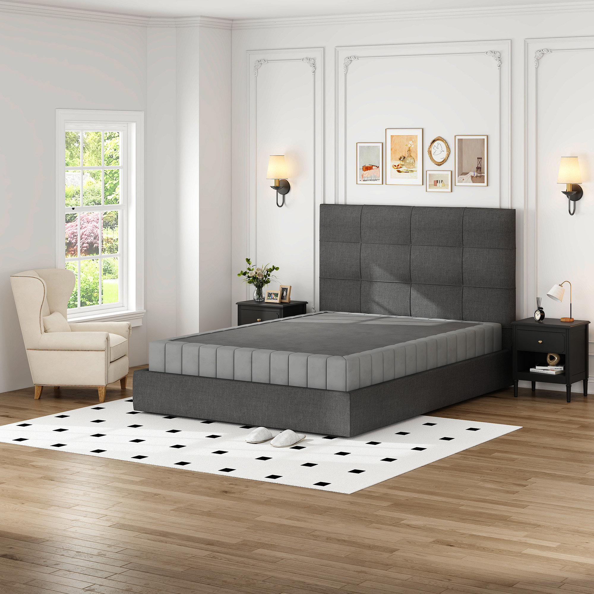 Alwyn Home 9 Inch High Profile Metal Box Springs With Upholstered ...