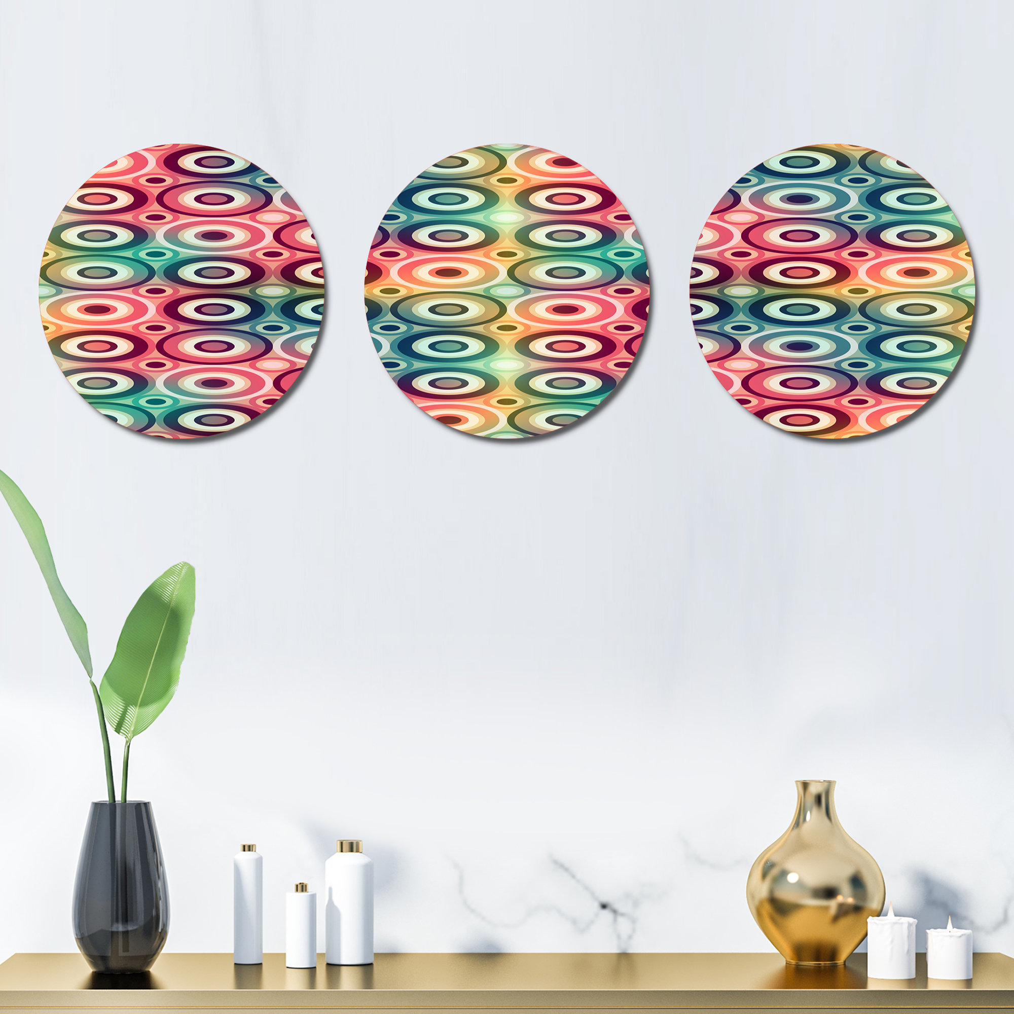 East Urban Home Psychedelic Color Circle Pattern - Modern Metal Wall ...