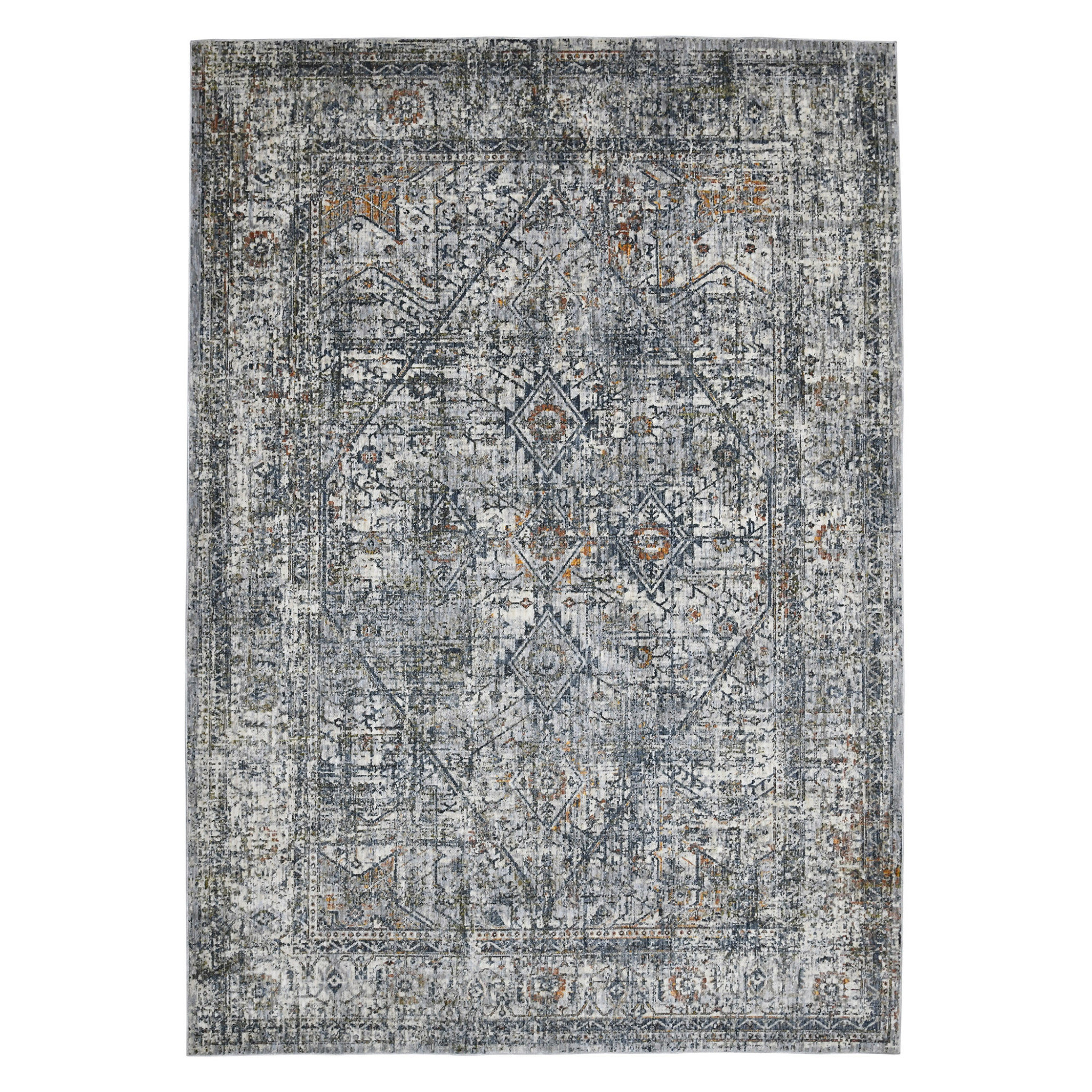 HomeRoots 10' X 14' Ivory Gray And Orange Oriental Area Rug | Wayfair