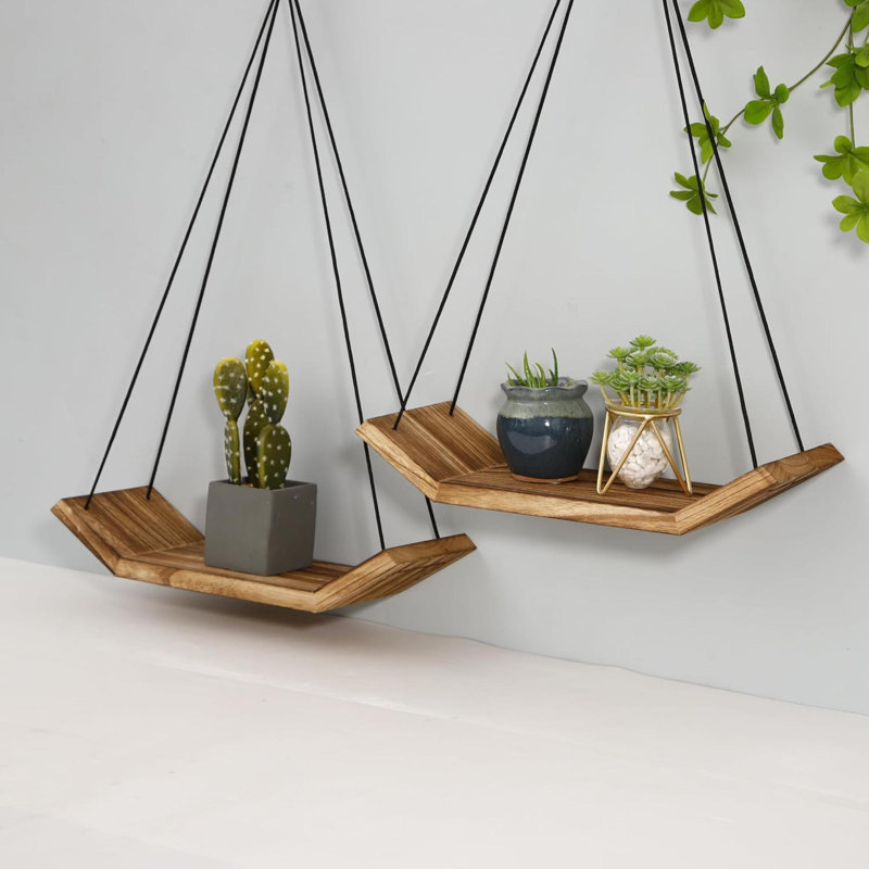 Mercer41 Jelyn 2 Piece Curved Wood Floating Shelf | Wayfair