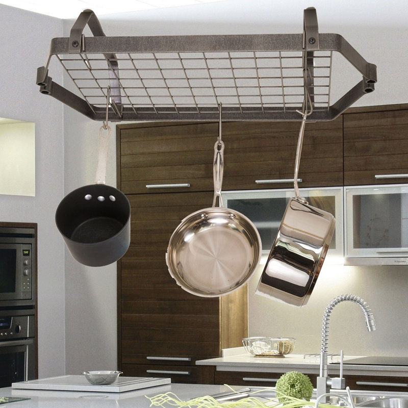 Enclume Handcrafted Low-Ceiling Retro Rectangle Pot Rack with 12 Hooks ...