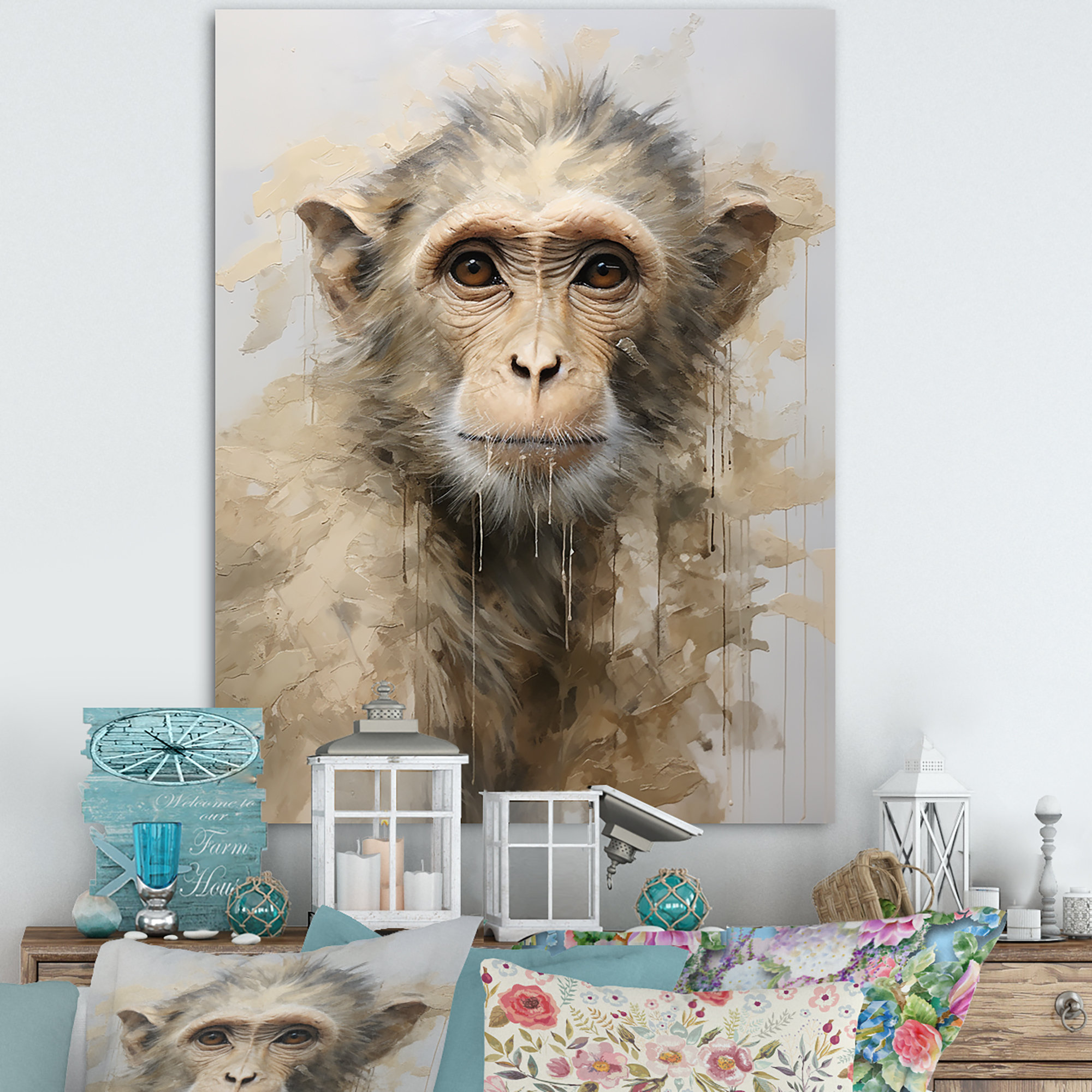 Design Art Minimalism Monkey Silhouette - Monkey Animal Wall Art Prints ...