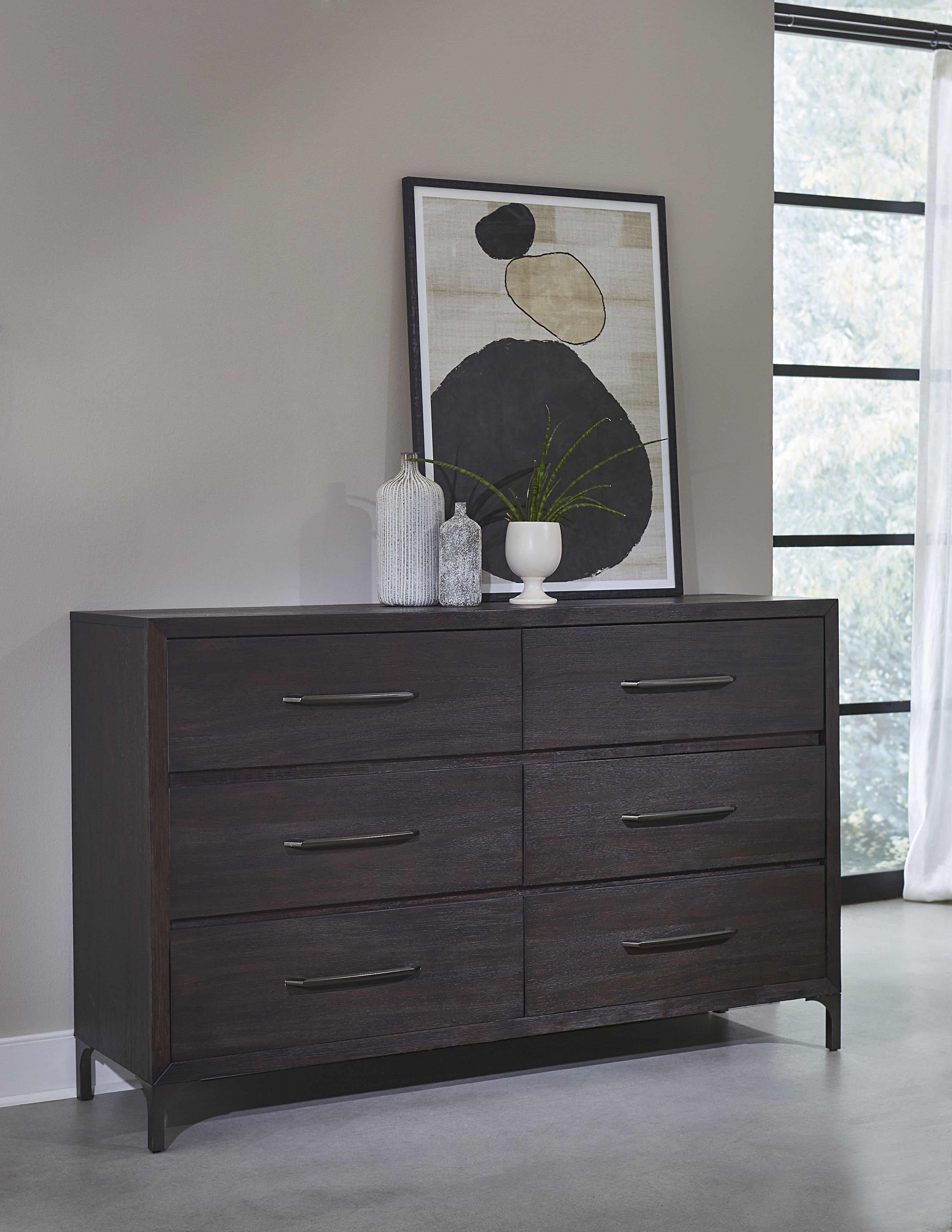 Birch Lane™ Monica Six-Drawer Metal Leg Dresser In Vintage Coffee ...