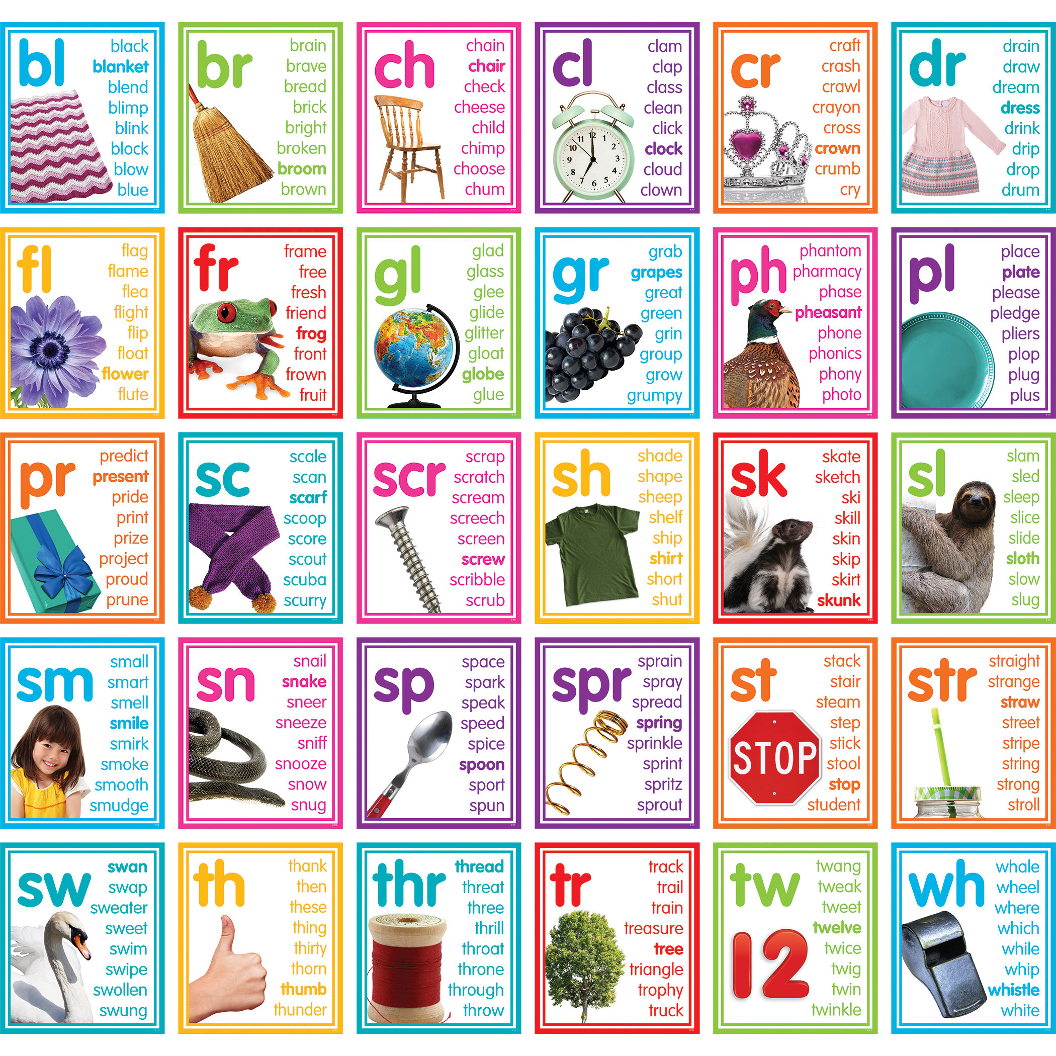 Teacher Created Resources Colourful Photo Cards Digraphs And Blends ...