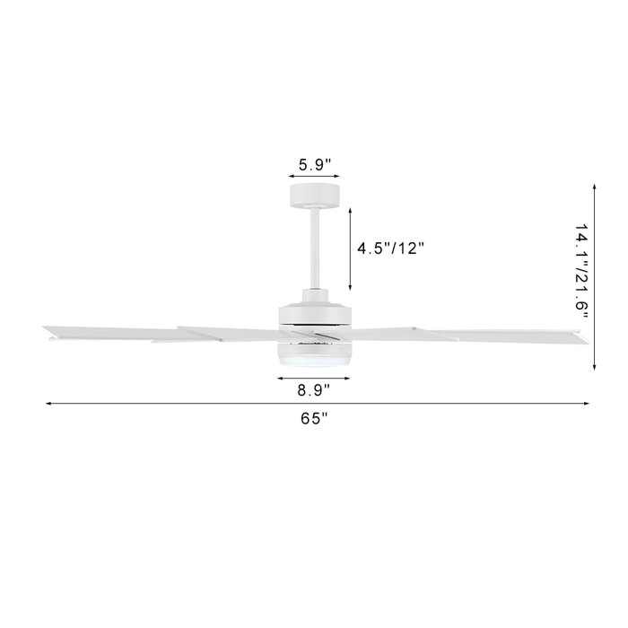 Wade Logan® Babrak 65'' Ceiling Fan with LED Lights & Reviews | Wayfair