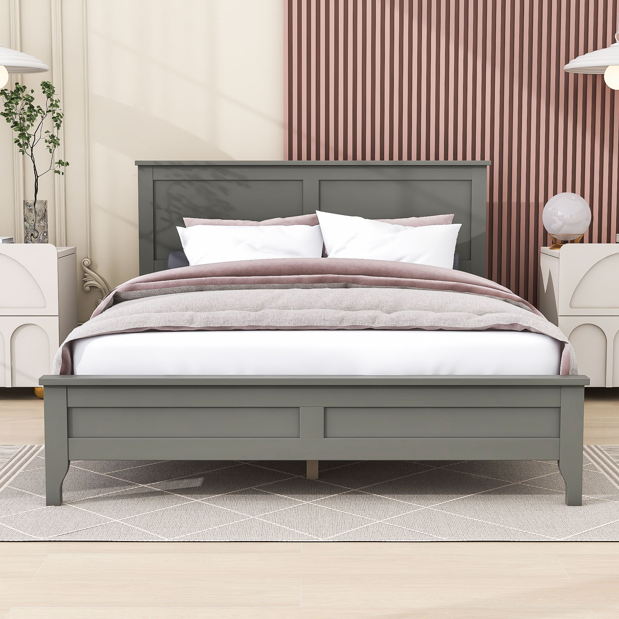 Red Barrel Studio Binar Wood Platform Bed with Headboard And Slats ...