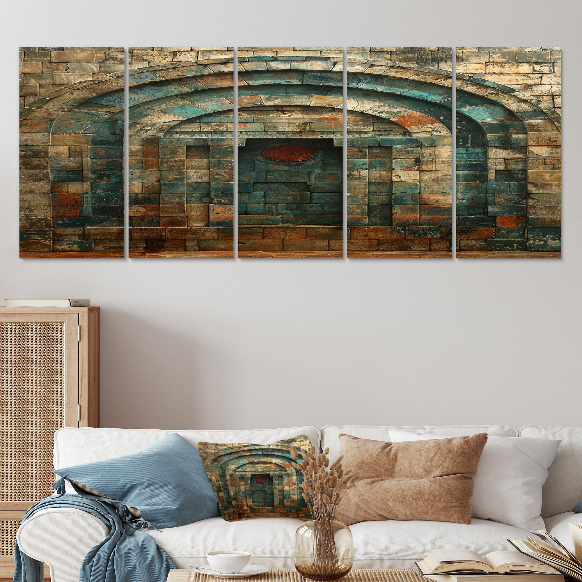 Design Art Rustic Blue Door In Old Stone Facade - Farmhouse Door Wall ...