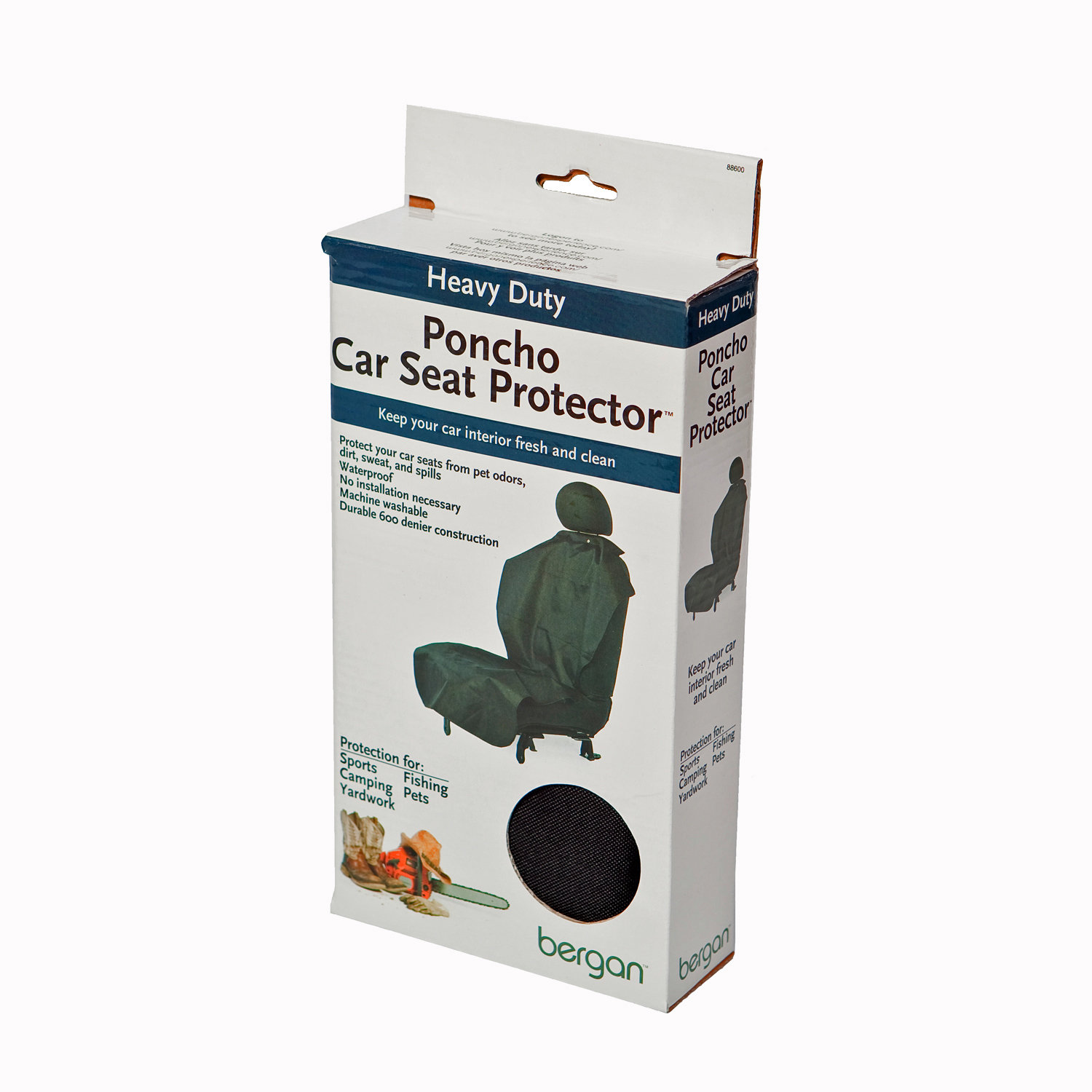 Bergan Pet Products Heavy Duty Poncho Seat Protector in Black for Dogs ...