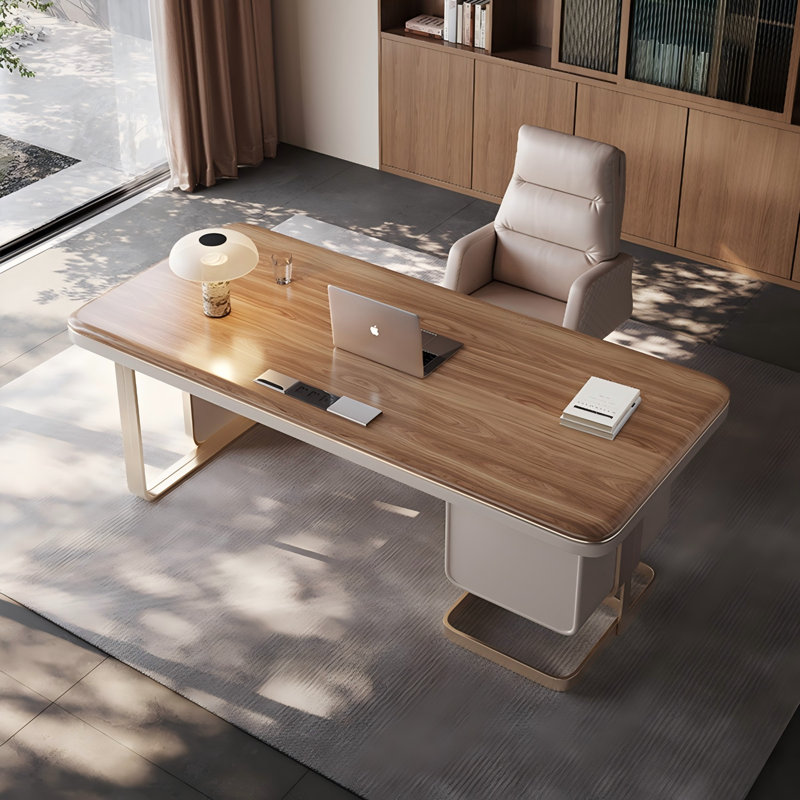 Tha Dream Team Modern Minimalist Brown Solid Wood Rectangular Office ...