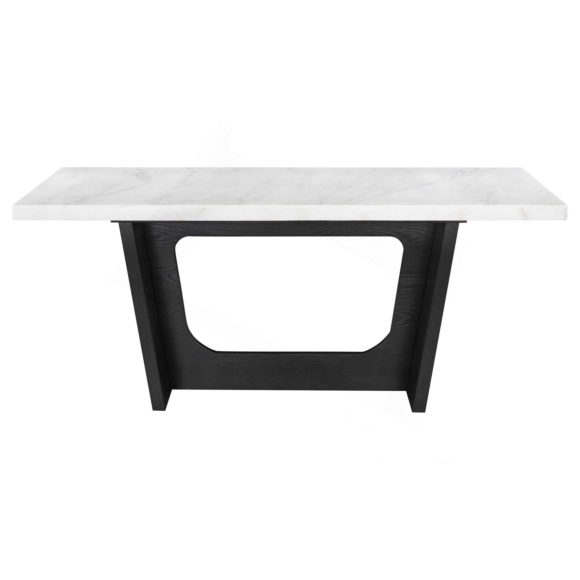 17 Stories Maroney Rustic Espresso Marble Top Dining Table | Wayfair