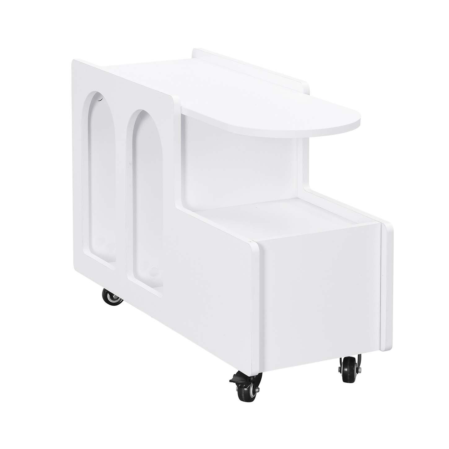 Mercer41 Mobile End Table With Lockable Wheels, Cream Style Side Table ...