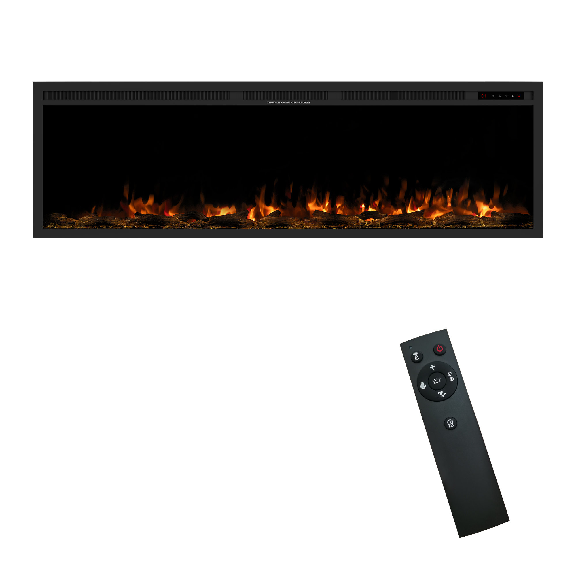 Symple Stuff Black Electric Fireplace, Slimline Insert/Wall Mount ...