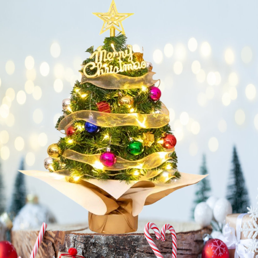 The Holiday Aisle® 55cm Small Desktop Christmas Tree Decoration Desktop ...