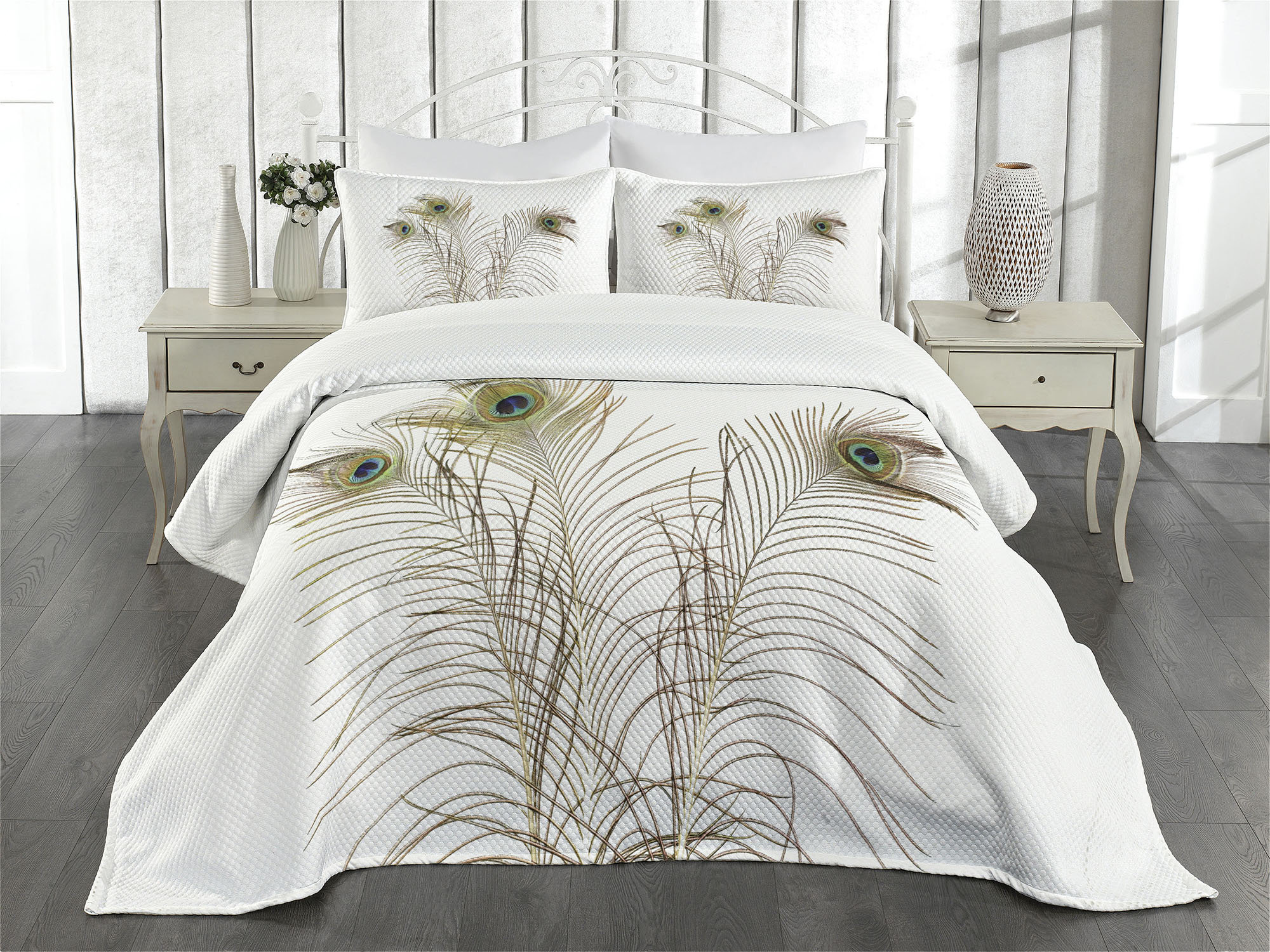 Ambesonne Peacock Bedspread Turquoise | Wayfair