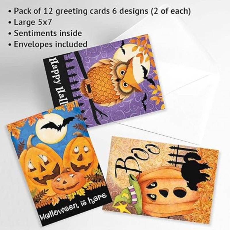 The Holiday Aisle® Halloween Greeting Cards: Themed Holiday Set | Wayfair