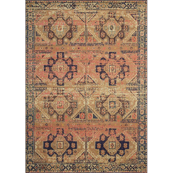 Bungalow Rose Rohun Polypropylene Blue/Brown/Orange Rug | Wayfair