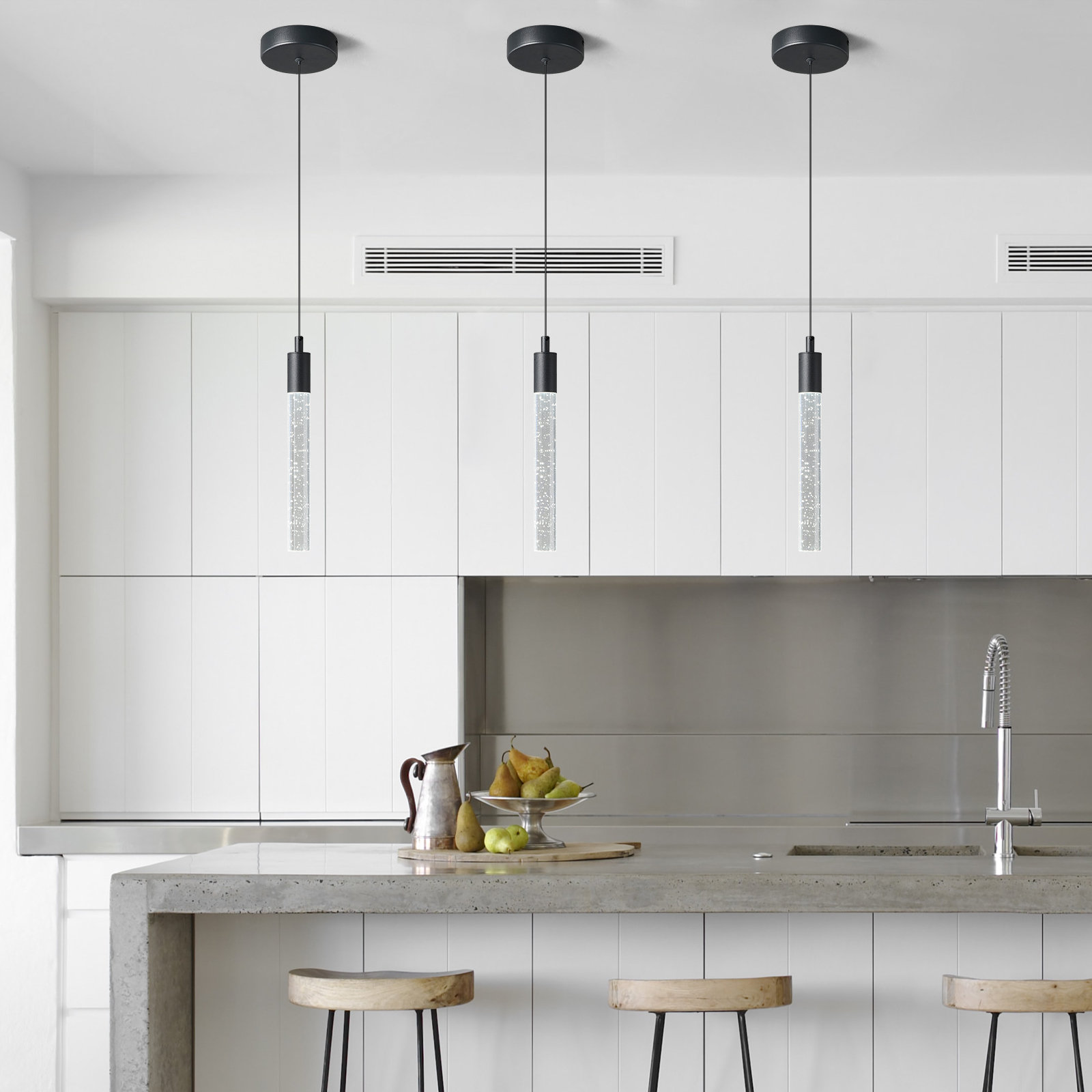 Ivy Bronx Ghaliyah 3 - Pack Modern Kitchen Island Pendant Light Dimmable LED Mini Crystal ...