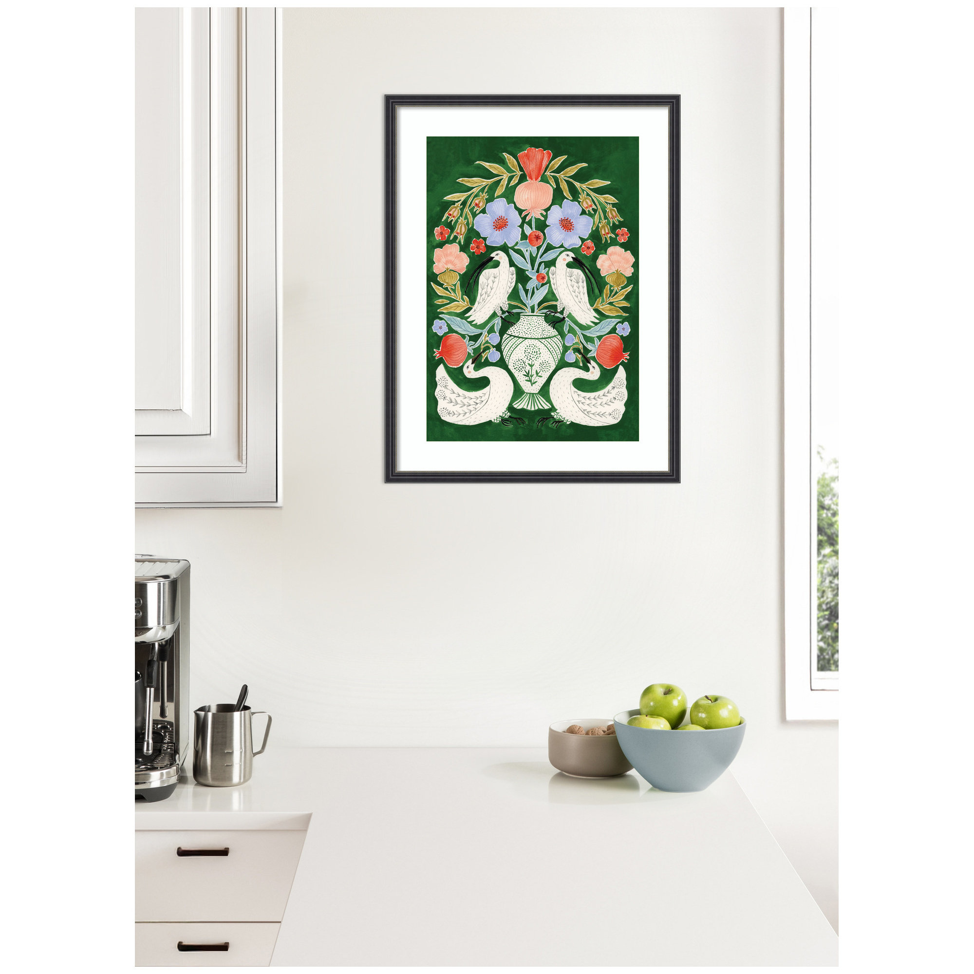 Lark Manor™ Floral Folklore Ibises and Swan by Jill Labieniec Framed ...