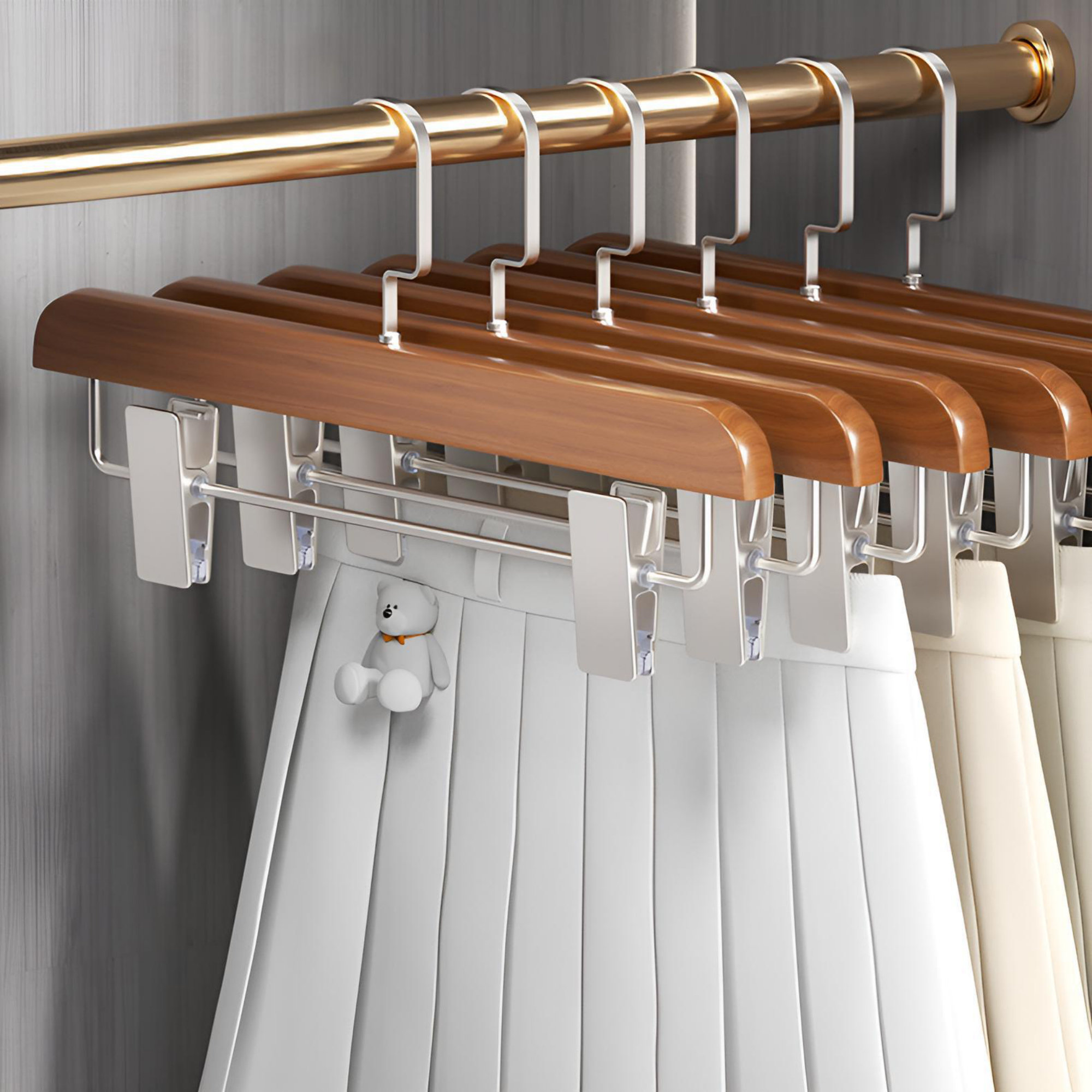 Hokku Designs Solid Wood Pant Hangers - Heavy Duty No Crease Solution ...