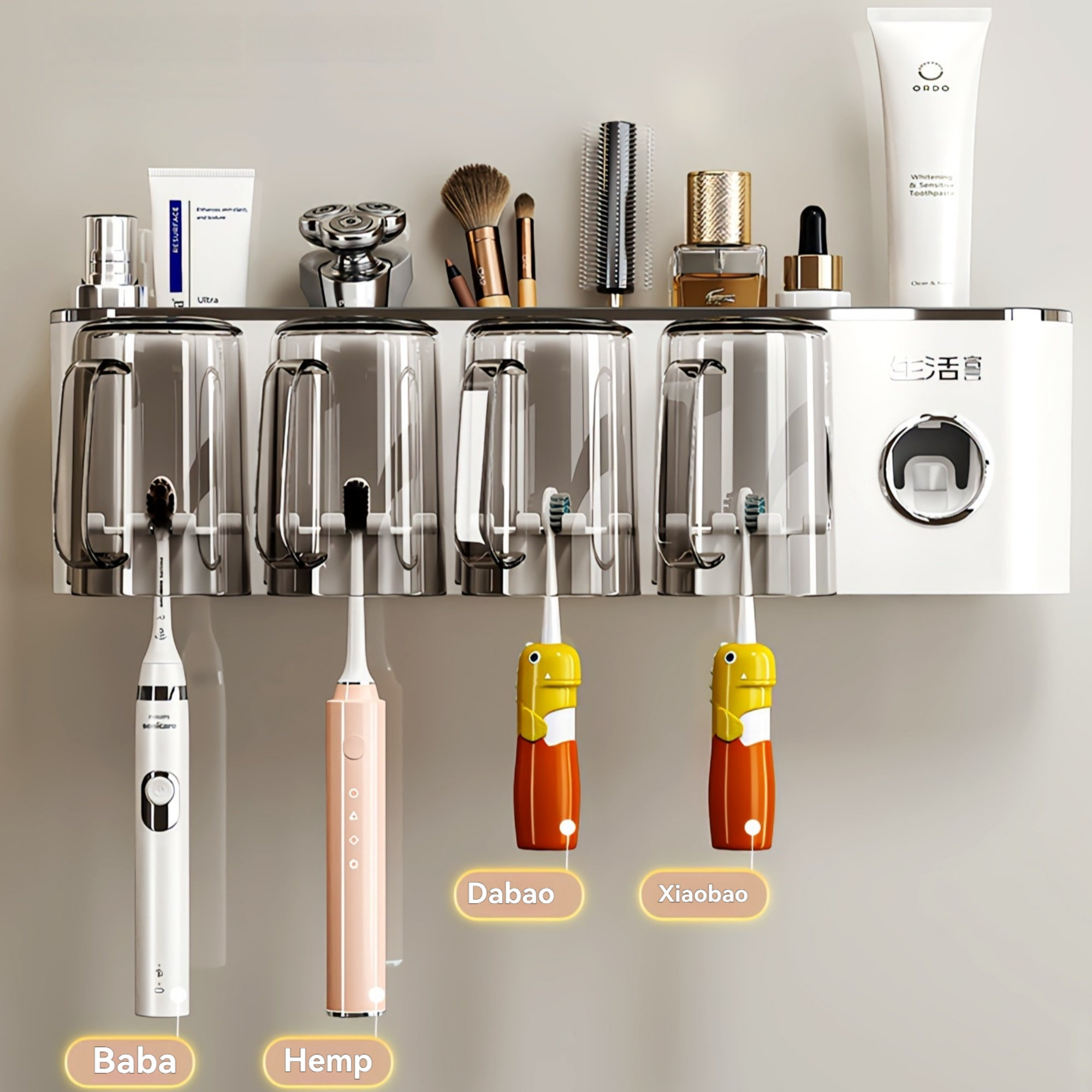 Rebrilliant Non Perforated Suction Cup Toothbrush Storage Rack Wall ...