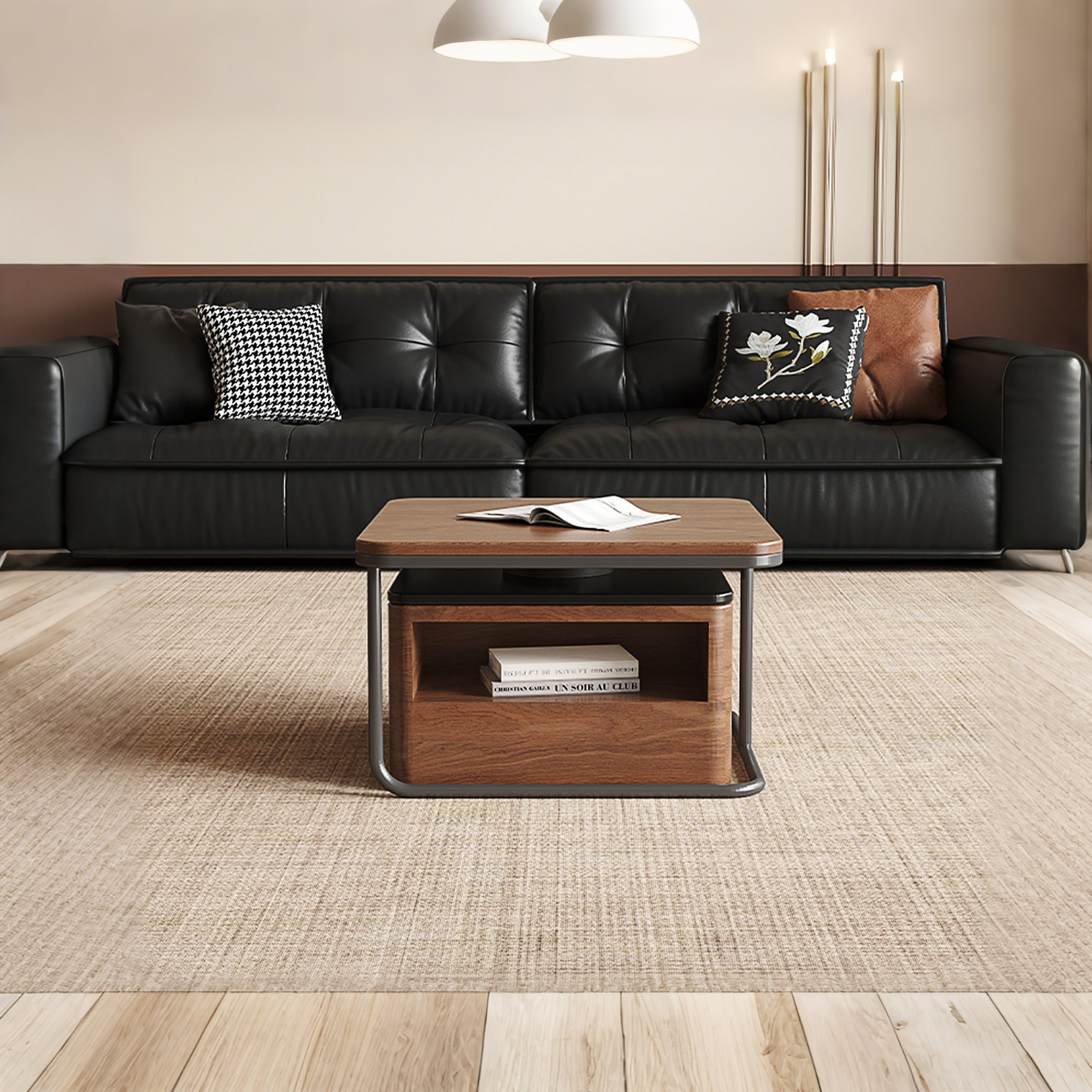 Isla Hopping Minimalist Retro Walnut Square Coffee Table Set | Wayfair