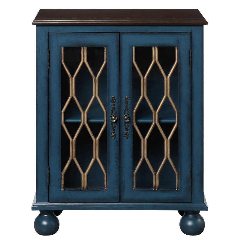 Alcott Hill® Antique Blue Console Table With Glass Doors | Wayfair