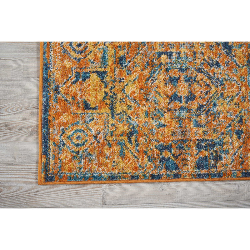 Langley Street Verda Oriental Sunny Gold/Teal Blue Area Rug & Reviews ...
