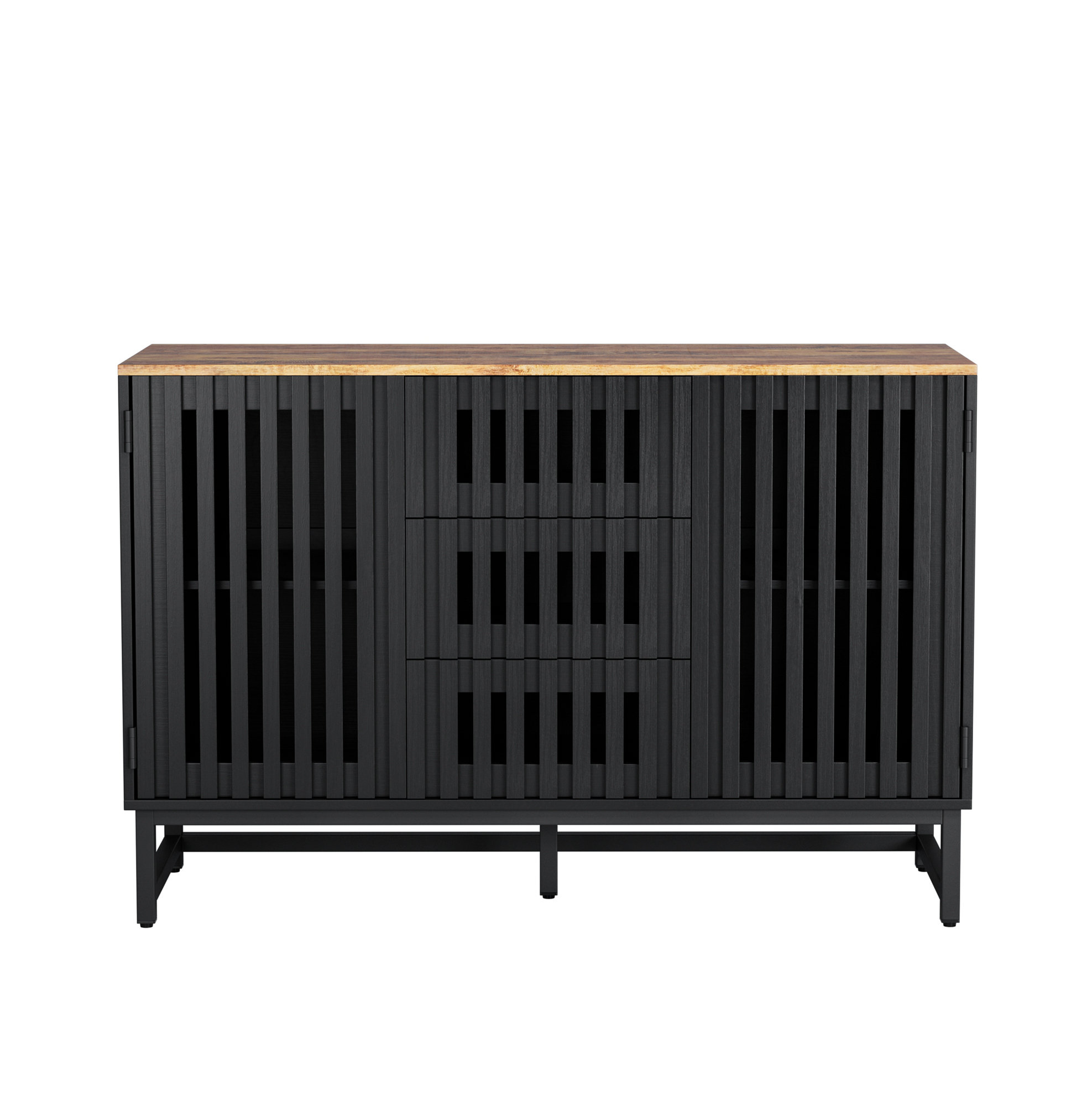 Ophelia & Co. 3 Drawer and 4 Shelves Dresser with Slatted Grille ...