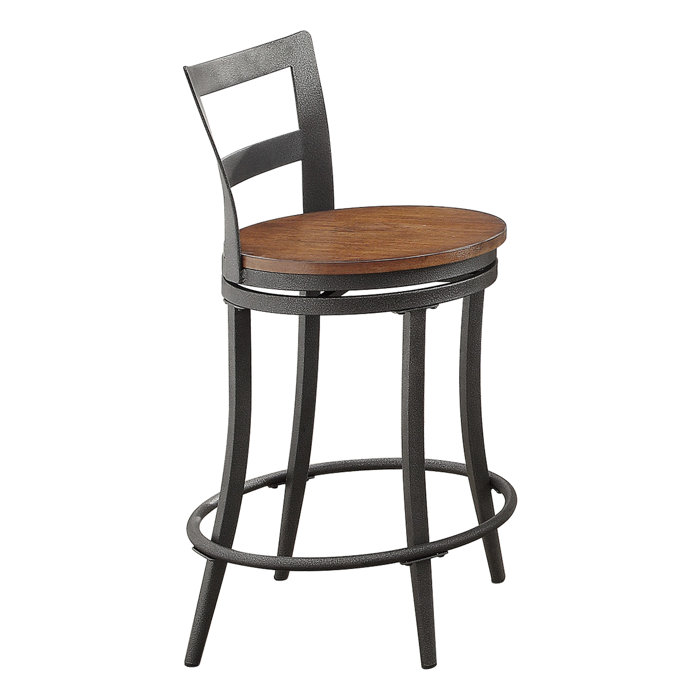 Union Rustic Mack Swivel Solid Wood 24'' Counter Stool & Reviews | Wayfair