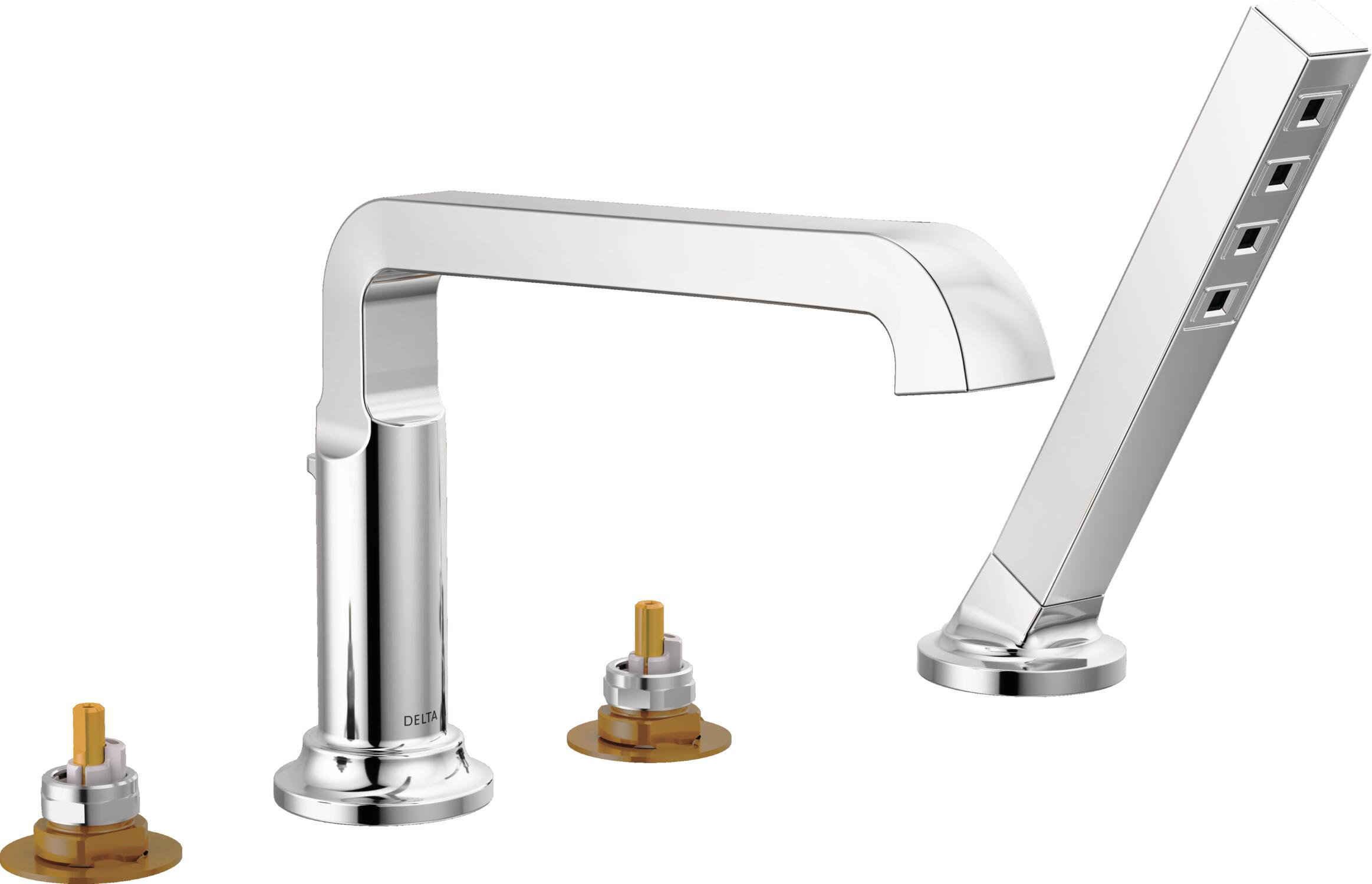 Delta Tetra Roman Tub Faucet with Hand Held Shower, Tub Filler, Deck ...