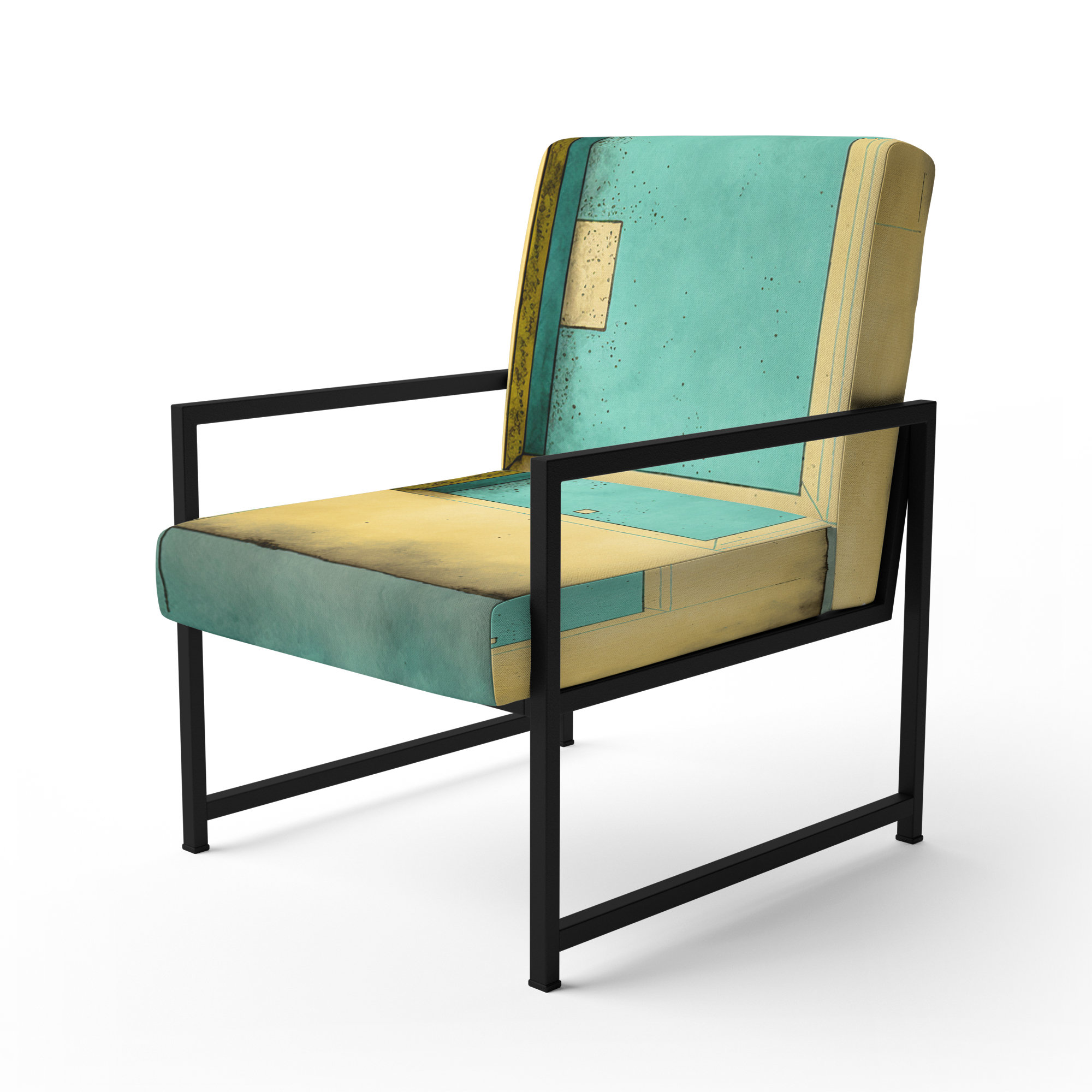 East Urban Home Dabo - Upholstered Abstract Geometric Accent Arm Chair ...