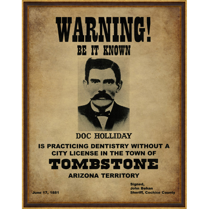 Wendover Art Group Doc Holliday - Picture Frame Graphic Art Print ...