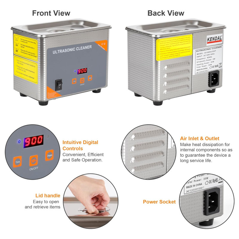 Rebrilliant Kendal Commercial Grade 35watts 600ml Ultrasonic Cleaner ...