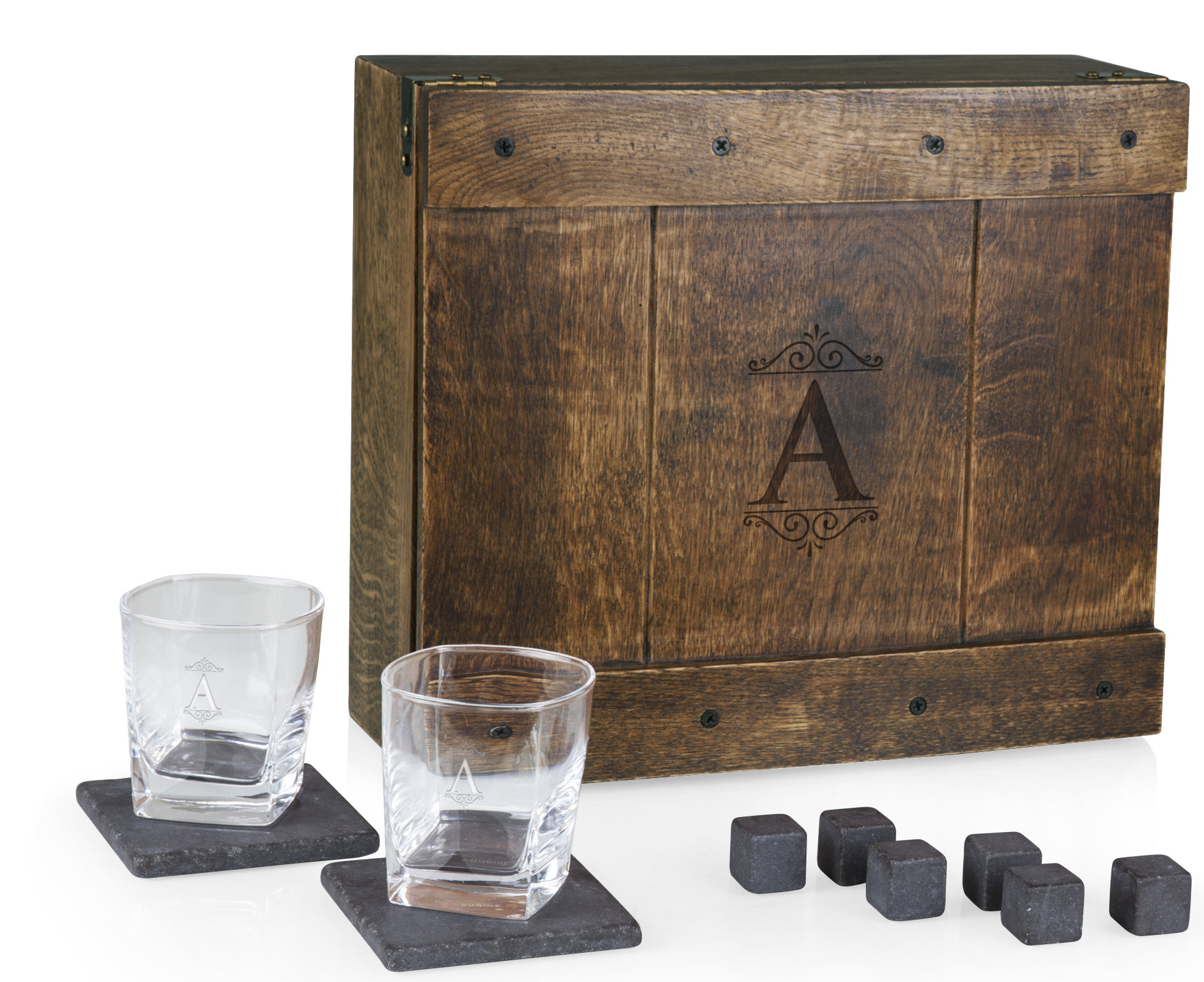 Loon Peak Monogram Whiskey Box Gift Set - Whiskey Glasses Set of 2 ...