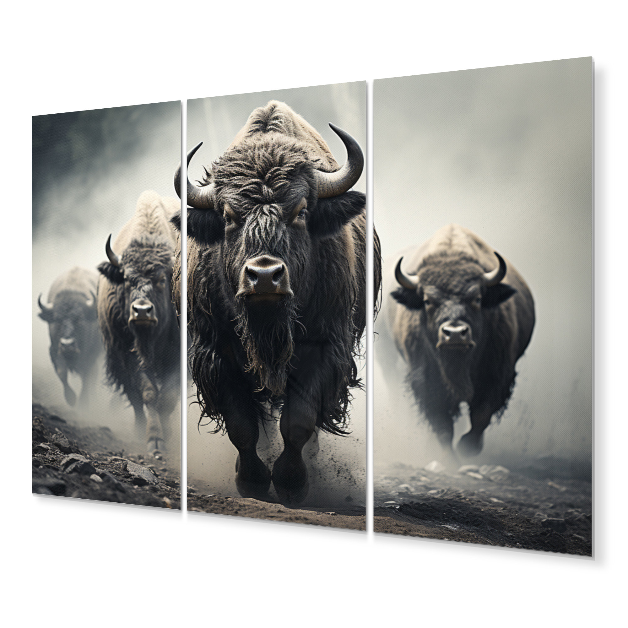 Design Art Grey Buffalo Gentle Guardians I - Animals Metal Wall Art ...