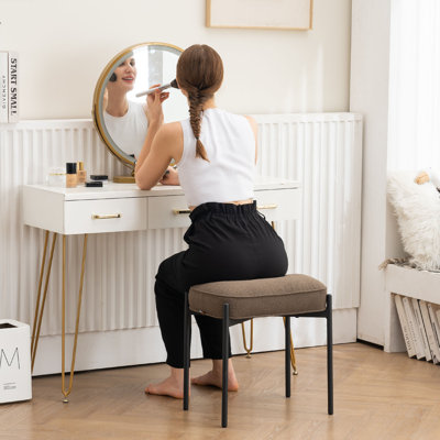 Ebern Designs Romere Vanity Stool Fabric Upholstered Accent Stool ...