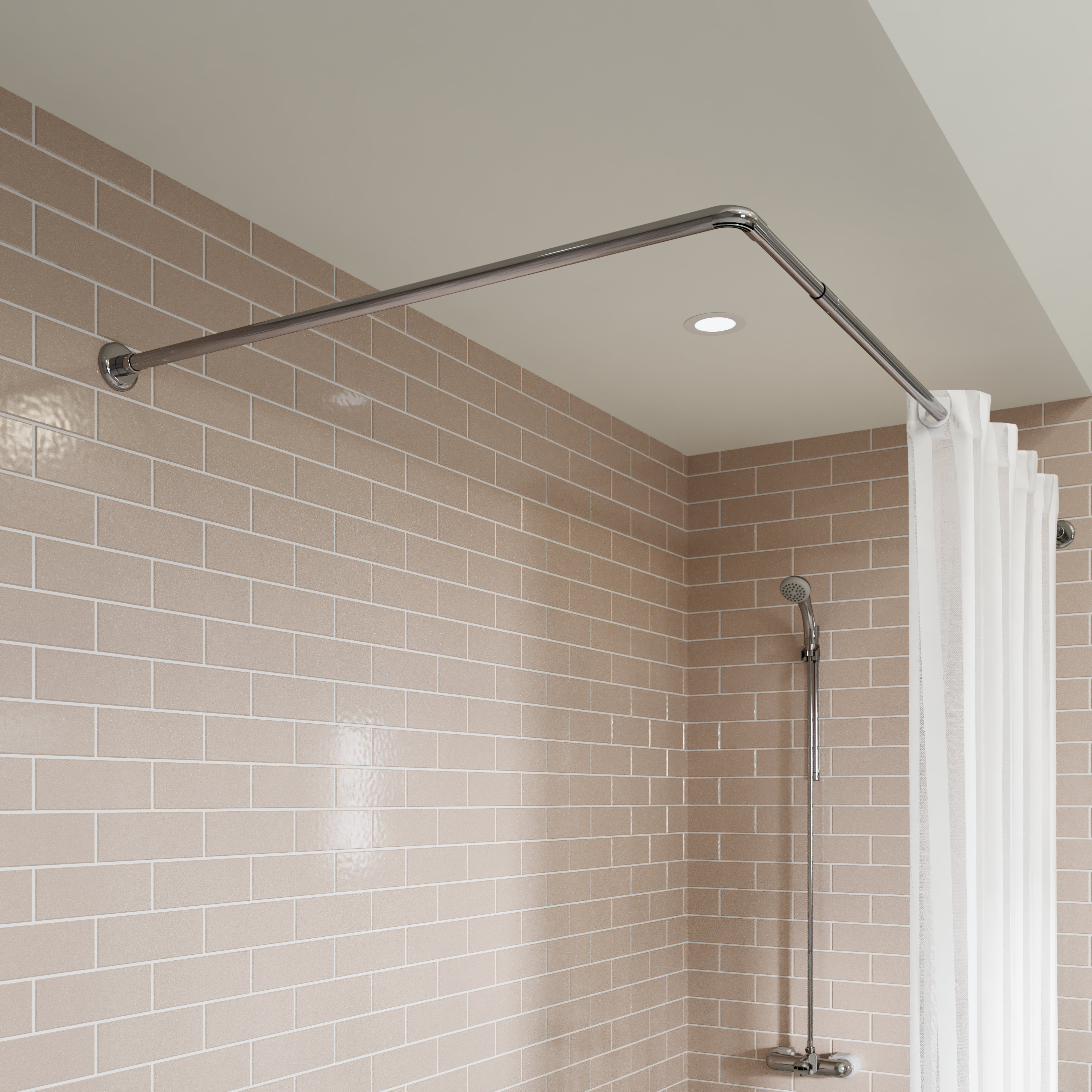 L Shaped Fixed Shower Curtain Pole
